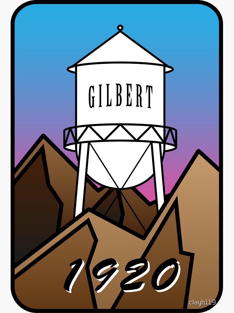 "Gilbert Water Tower Illustration" Sticker for Sale by clayh119 | Redbubble
