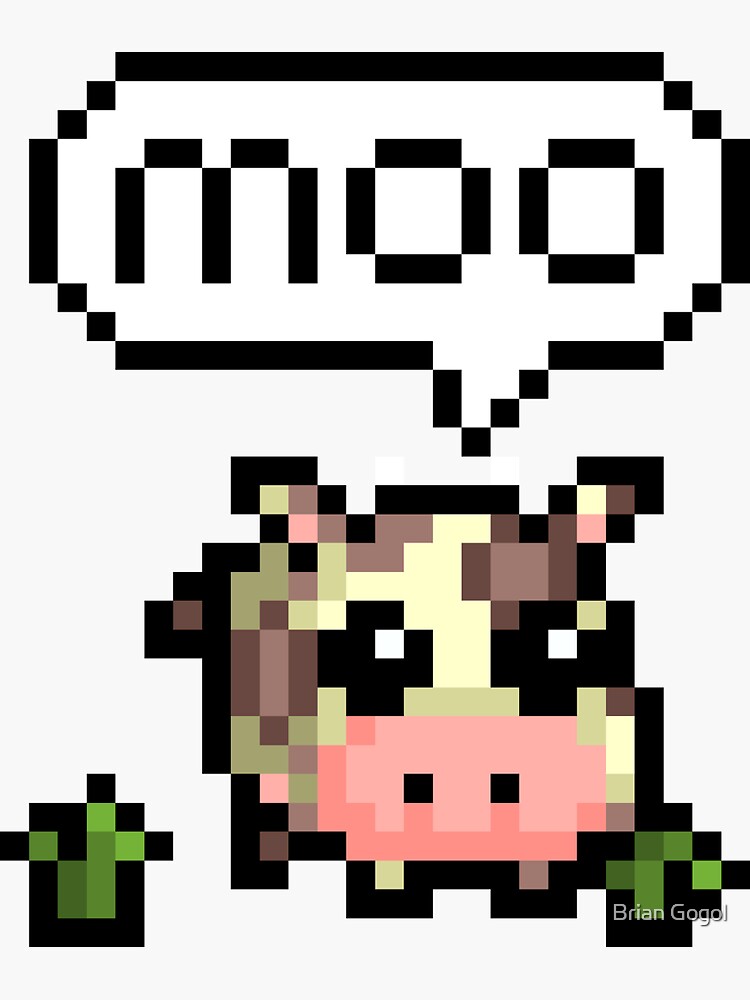 "Cute Cow Pixel Art" Sticker for Sale by pixelkraft | Redbubble