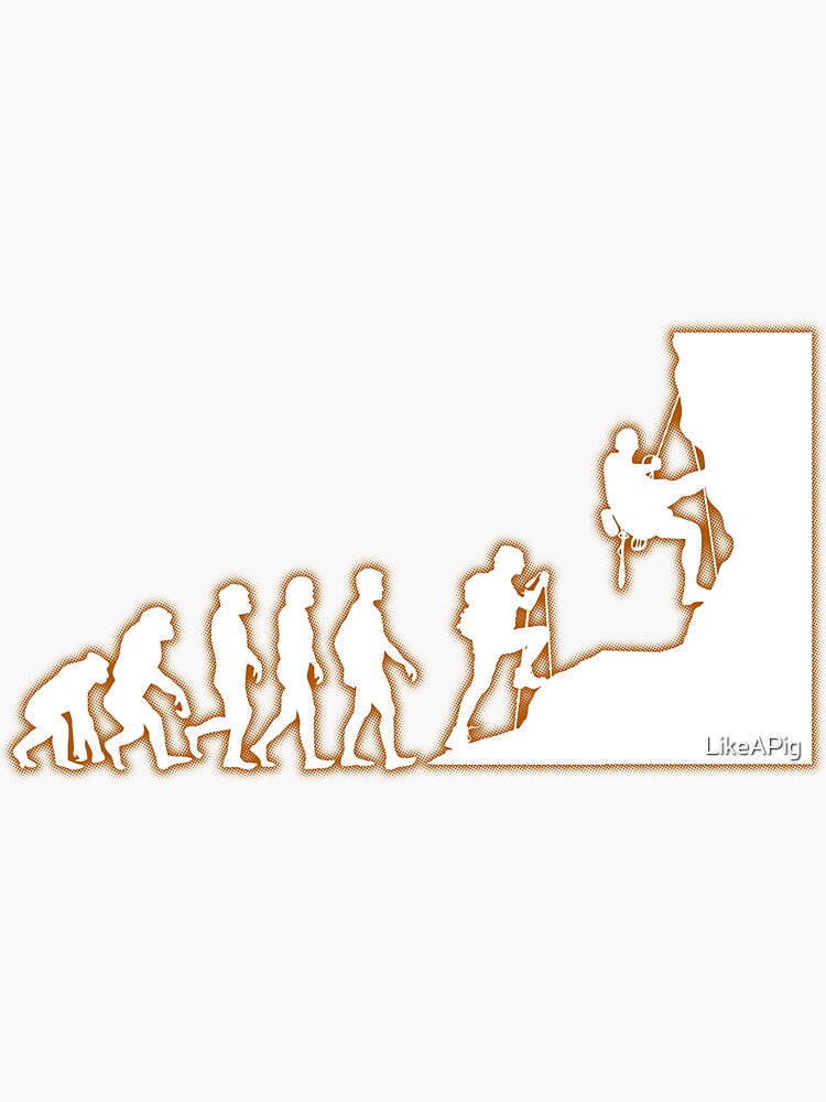 "Evolution of mountain climbing" Sticker by LikeAPig | Redbubble
