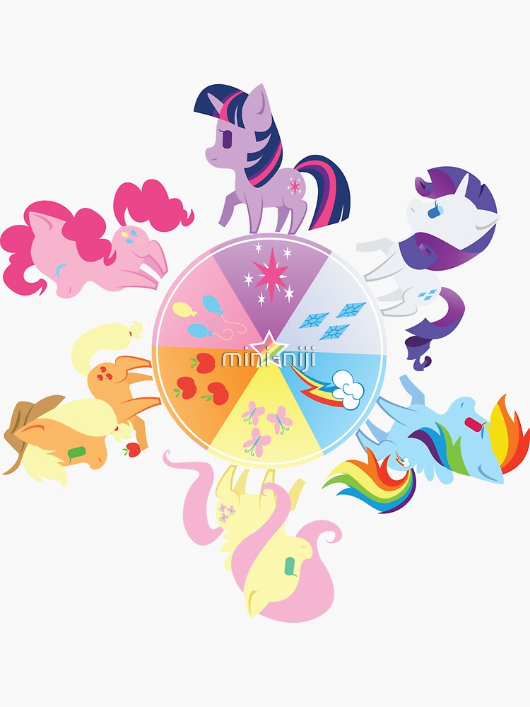 "Simple Mane Six" Sticker for Sale by mini-niji | Redbubble