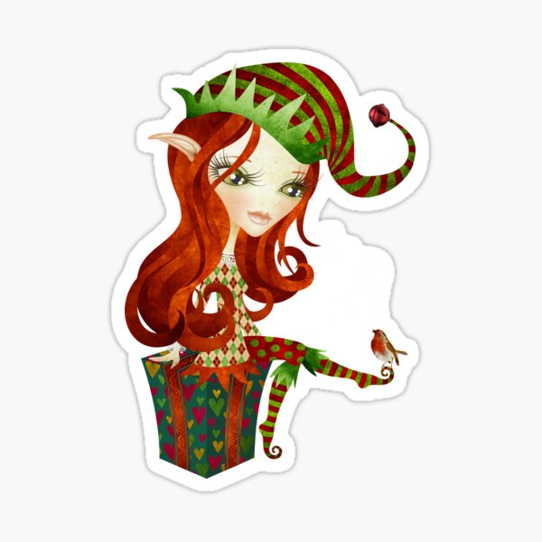 "Elfie Elf" Sticker for Sale by sandygrafik | Redbubble