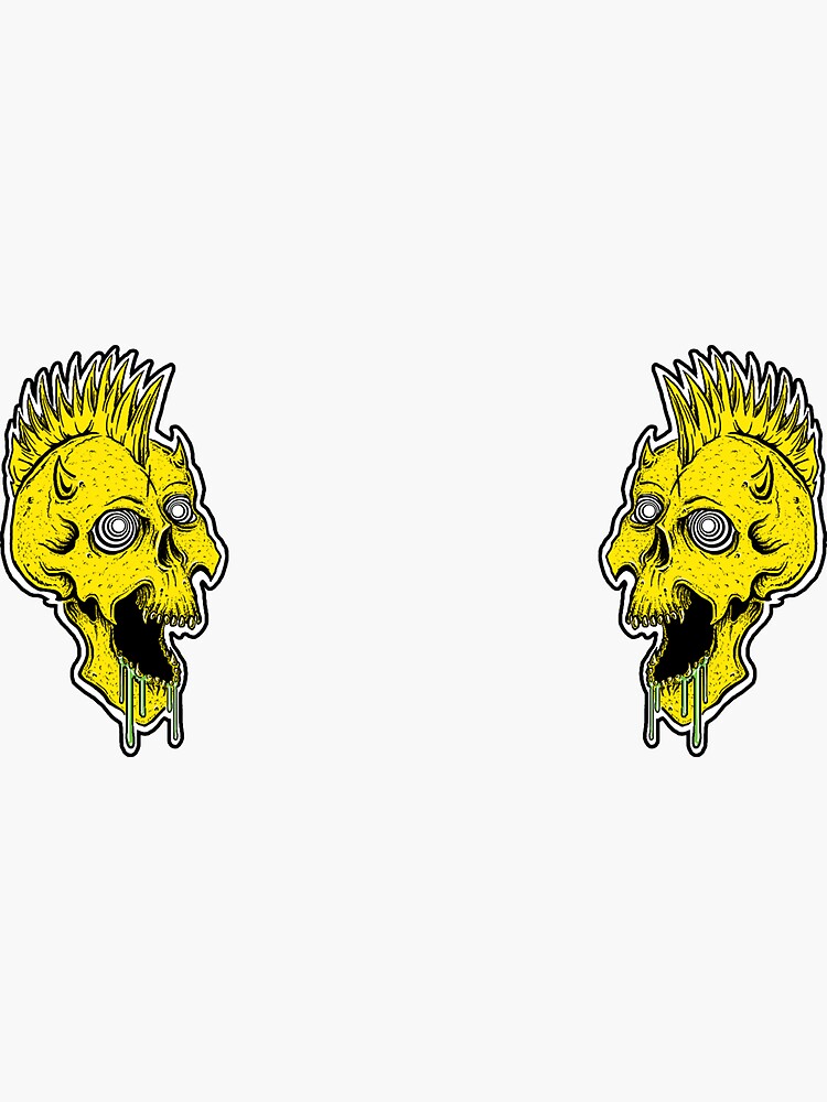 "Laughing Skull, Drooling with Mohawk" Sticker for Sale by ARTmuffin ...