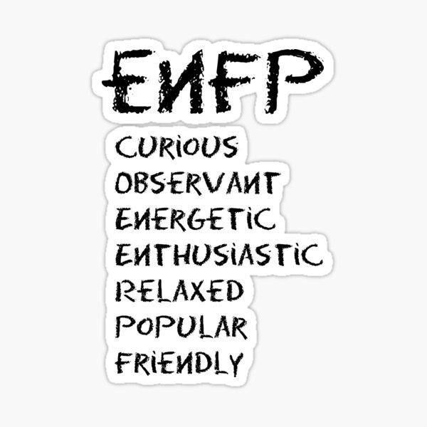 "ENFP (Black letters)" Sticker for Sale by Tigercookie | Redbubble