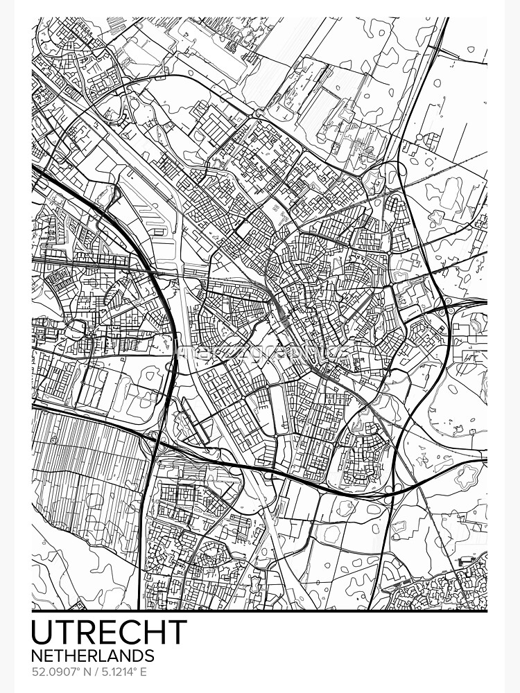 Lienzo «Mapa de Utrecht, arte de la pared con impresión de carteles, regalo de Países Bajos para ...