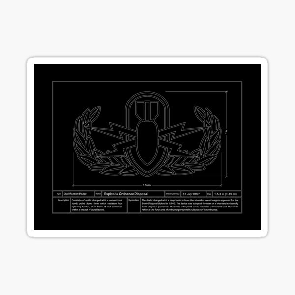 "EOD Technical Drawing" Sticker for Sale by jcmeyer | Redbubble
