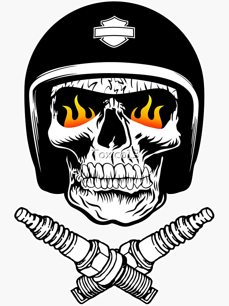 "Skull Helmet" Sticker for Sale by Toxico13 | Redbubble