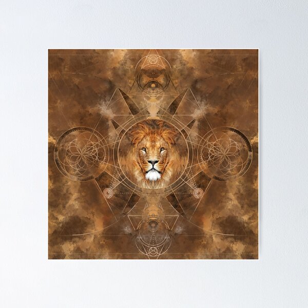 "Lion Sacred Geometry Digital Art" Poster for Sale by Nartissima ...