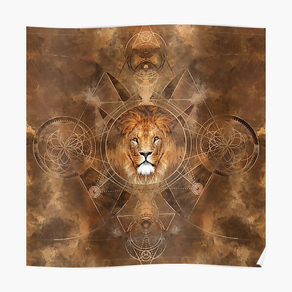 "Lion Sacred Geometry Digital Art" Poster for Sale by Nartissima ...