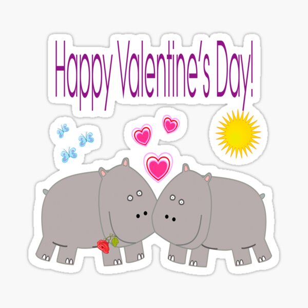 "Hippo's Valentine's Day tee" Sticker by walstraasart | Redbubble