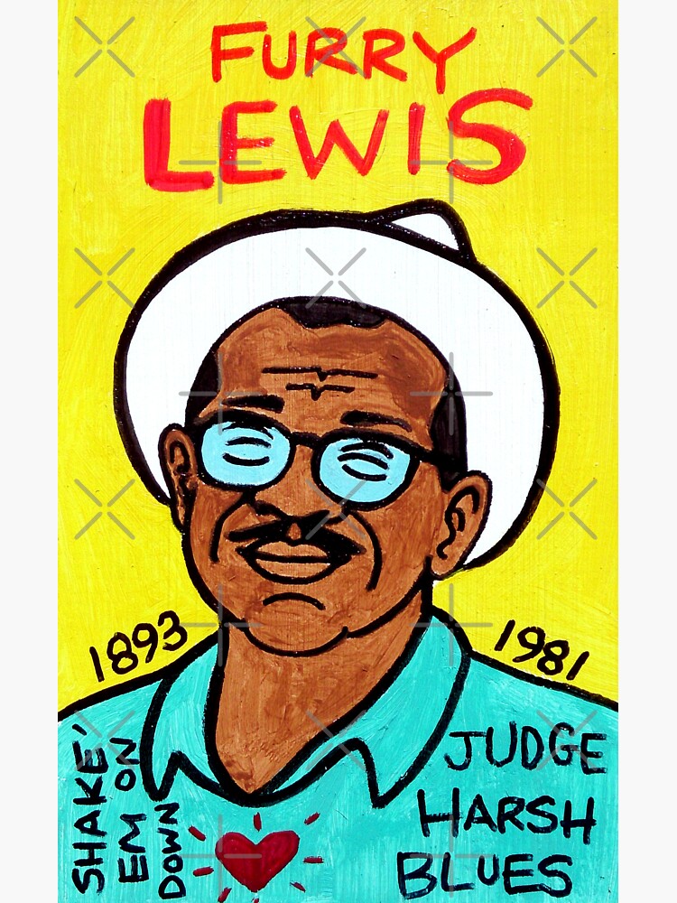 "Furry Lewis Blues Folk Art" Sticker by krusefolkart | Redbubble