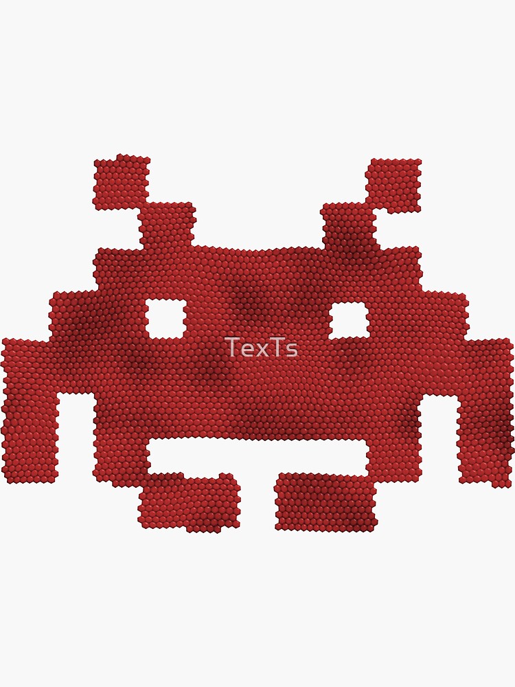 "Scaled Invader in red" Sticker for Sale by TexTs | Redbubble