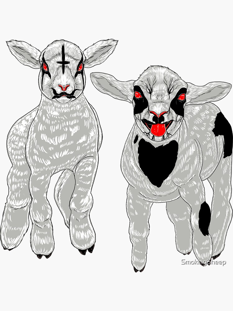 "Black metal lambs" Sticker by SmokingSheep | Redbubble