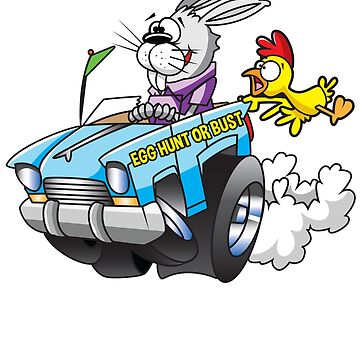 "Easter Bunny Car Race Cartoon Gift for Kids" Photographic Print for ...
