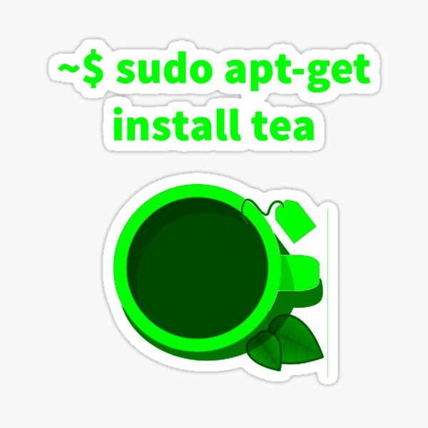 "Linux sudo apt-get install tea" Sticker for Sale by boscorat | Redbubble