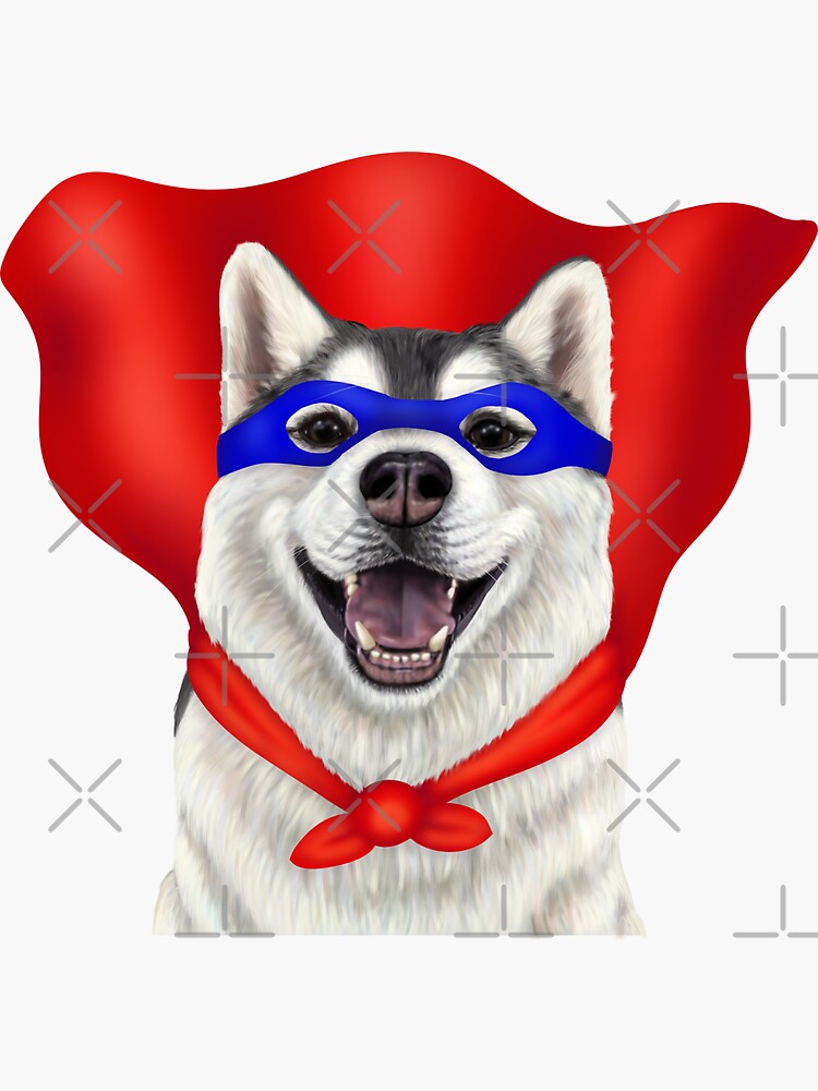 "Superhero husky - Super Siberian" Sticker by Mehu | Redbubble