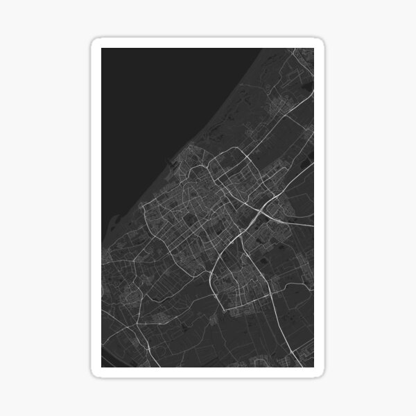 "The Hague, Netherlands Map. (White on black)" Sticker by Graphical ...
