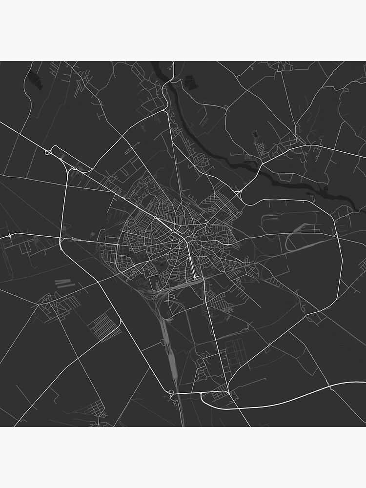 "Ploiesti, Romania Map. (White on black)" Sticker by Graphical-Maps ...
