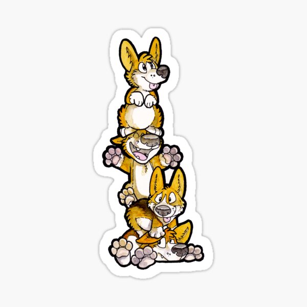 "Corgi Pile Cartoon" Sticker for Sale by djinni | Redbubble