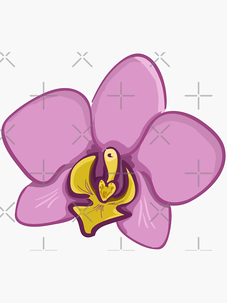 "Cute cartoon orchid" Sticker for Sale by Marta Jonina | Redbubble