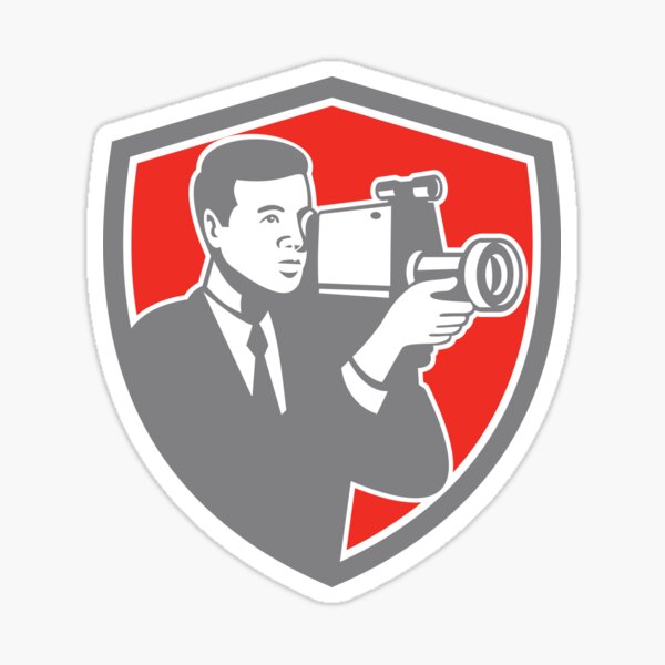 "Video Cameraman Shooting Vintage Shield Retro" Sticker for Sale by ...