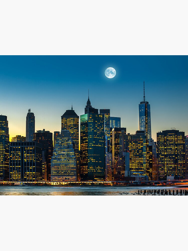 "Moon over Manhattan" Sticker by palinchak | Redbubble