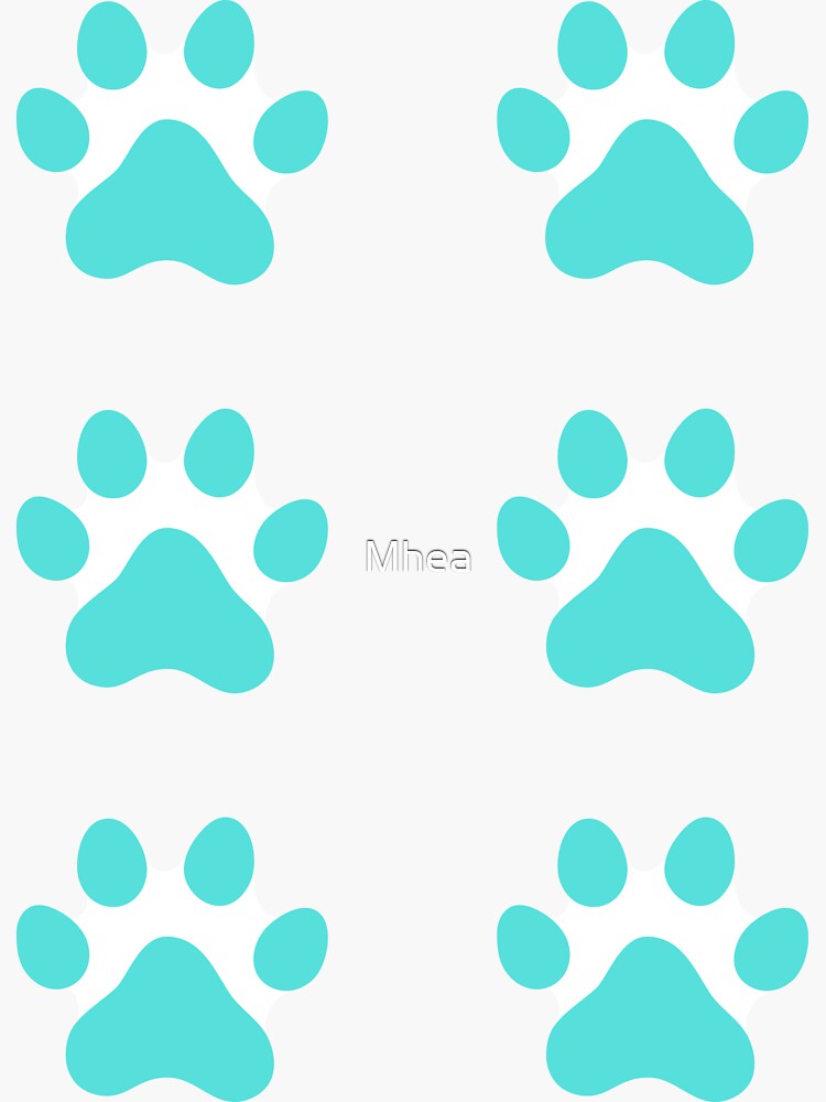 "Aqua blue paw print stickers, set of six" Sticker for Sale by Mhea ...