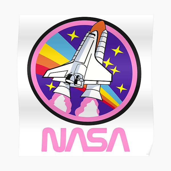 "Pink Nasa Retro Rocket Logo " Poster by JbandFKllc | Redbubble