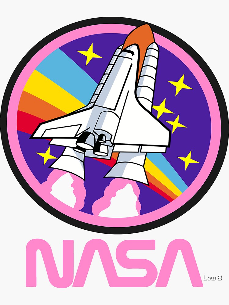 Pegatina «Logotipo retro de cohete de la NASA rosa» de JbandFKllc ...