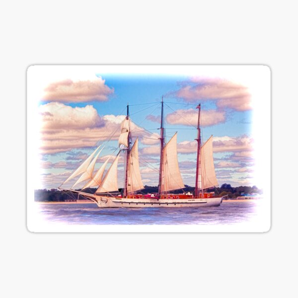 "Schooner Mystic Under Sail" Sticker for Sale by JoeGeraci | Redbubble