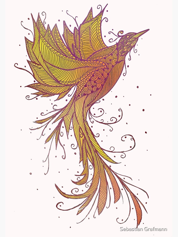 "Red Phoenix Lineart Variant" Poster for Sale by Zeichenbloq | Redbubble