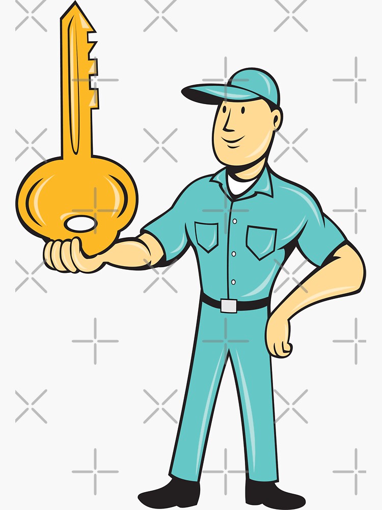 "Locksmith Balancing Key Palm Cartoon" Sticker for Sale by patrimonio ...