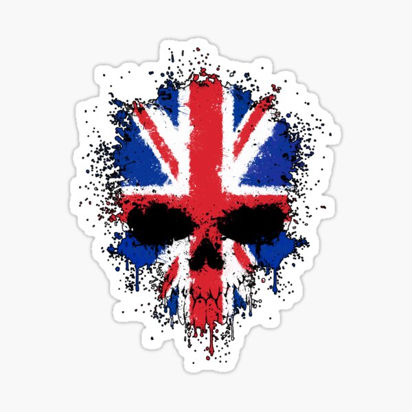 "Chaotic Union Jack Flag Splatter Skull" Sticker for Sale by ...