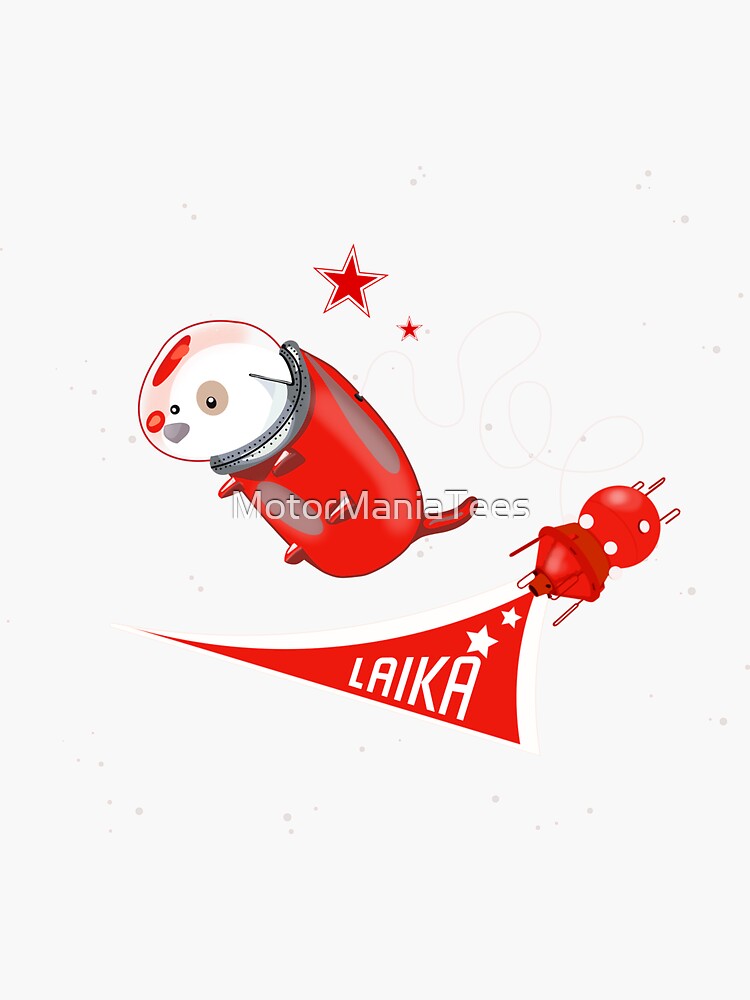 "Laika Soviet CCCP Superhero space Rocket Dog by MotorManiac" Sticker ...