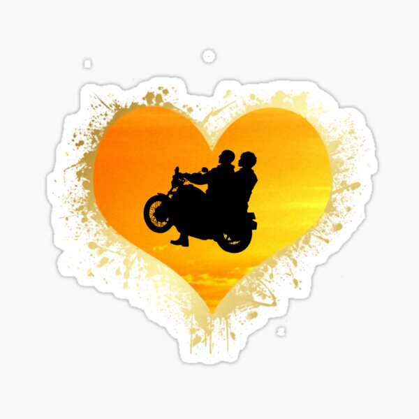 "Biker Couple Motorcycle Love Heart 101 " Sticker for Sale by ...