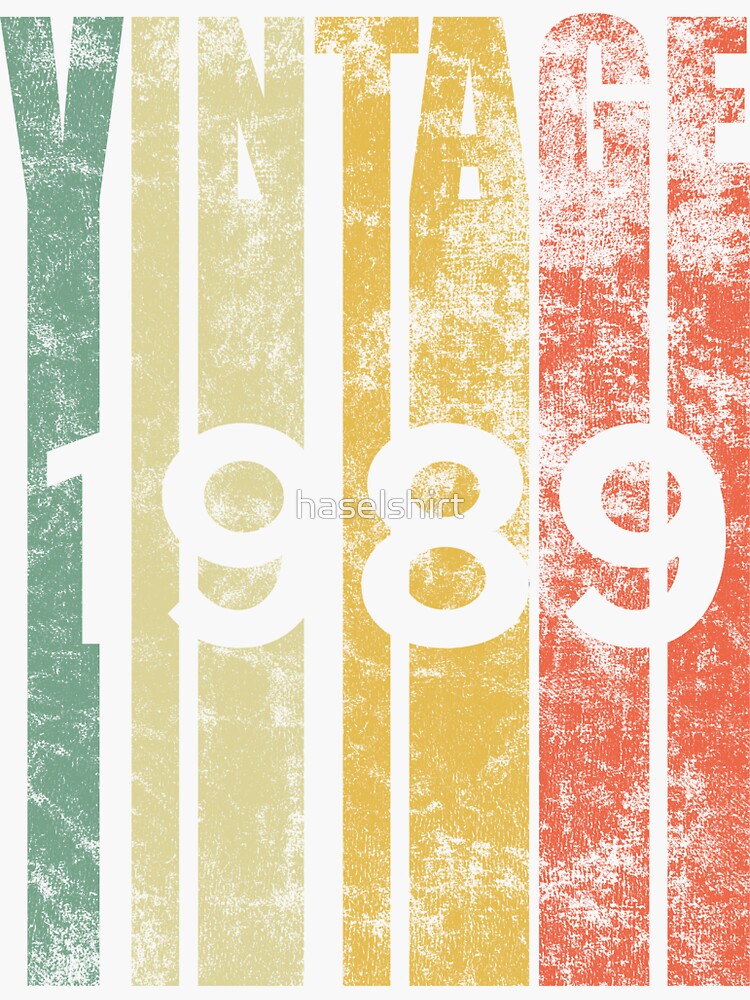 "Vintage 1989 Retro Birth Year Birthday Gift Idea" Sticker for Sale by ...