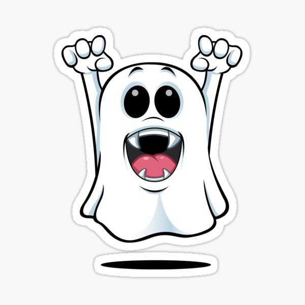 "Cartoon Ghost - With Fangs!" Sticker for Sale by DesignWolf | Redbubble