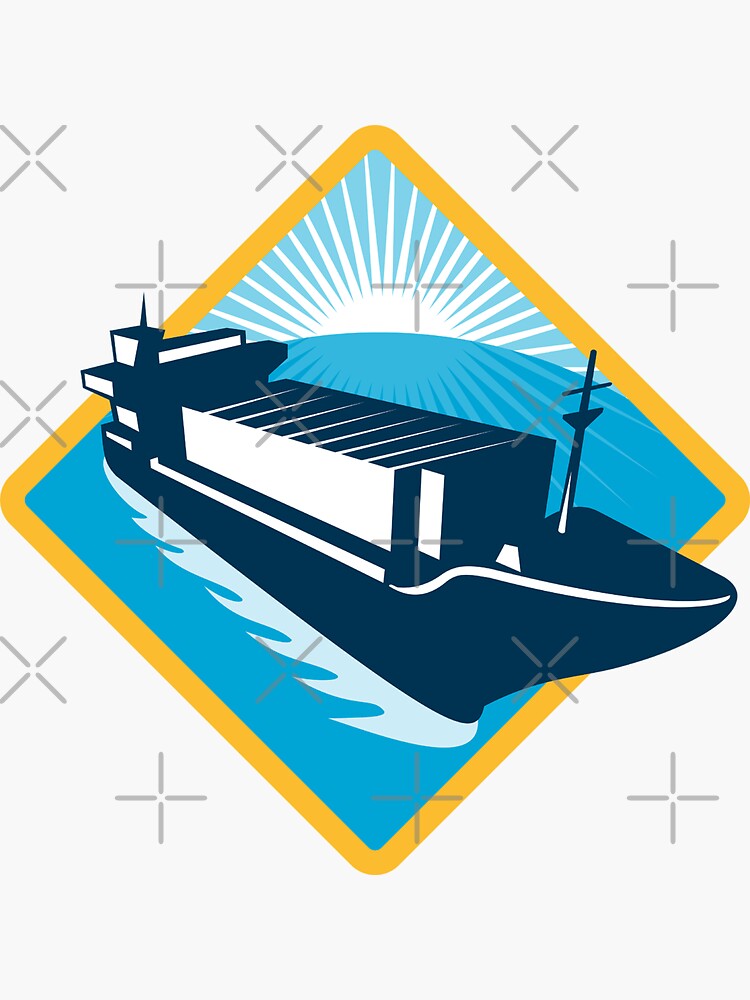 "container ship diamond retro" Sticker for Sale by retrovectors | Redbubble