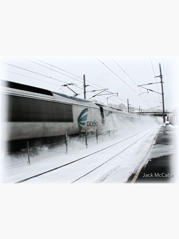 "Acela Express Sprays Snow! " Sticker for Sale by Jack McCabe | Redbubble
