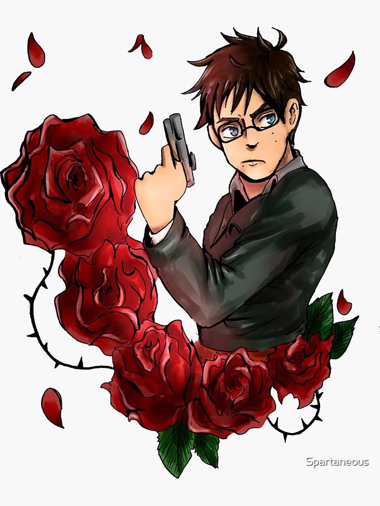 "Yukio and roses" Sticker by Spartaneous | Redbubble