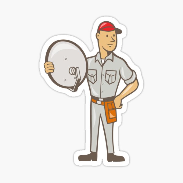 "Cable TV Installer Guy Standing" Sticker for Sale by patrimonio ...