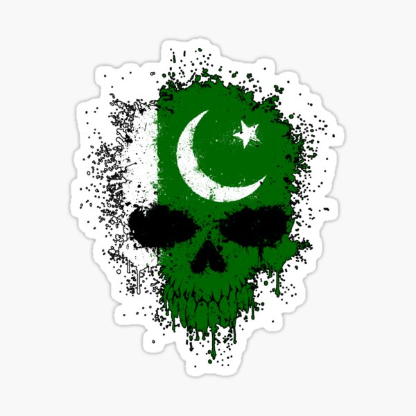 "Chaotic Pakistani Flag Splatter Skull" Sticker for Sale by JeffBartels ...