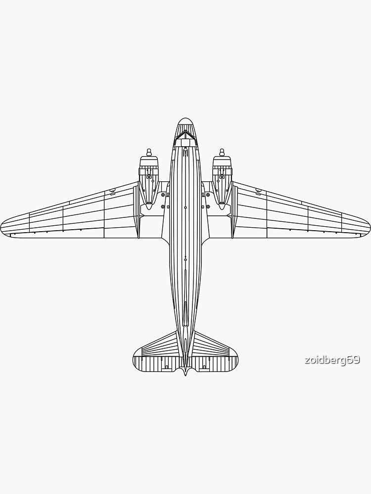 "Douglas DC-3 Blueprint" Sticker for Sale by zoidberg69 | Redbubble