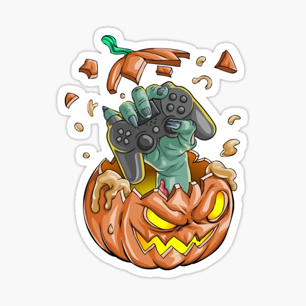 "Gamer Pumpkin Halloween" Sticker for Sale by Bendthetrend | Redbubble