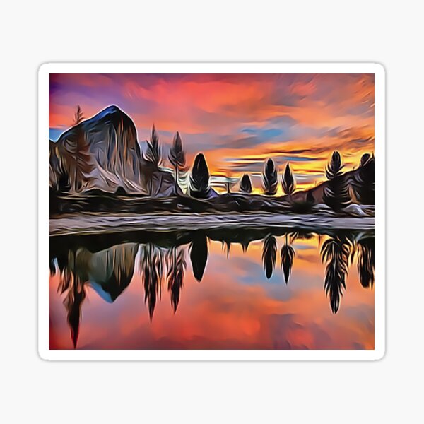 "Sunrise Lake Reflection" Sticker by Sunleil | Redbubble