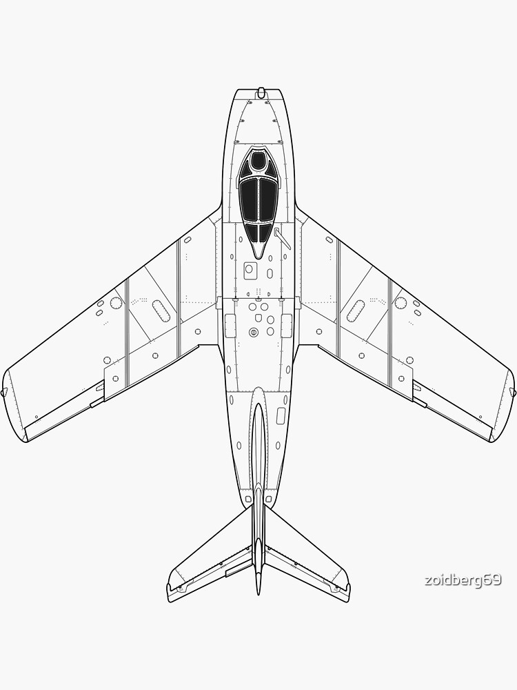 "Mikoyan MiG-15 Blueprint" Sticker for Sale by zoidberg69 | Redbubble