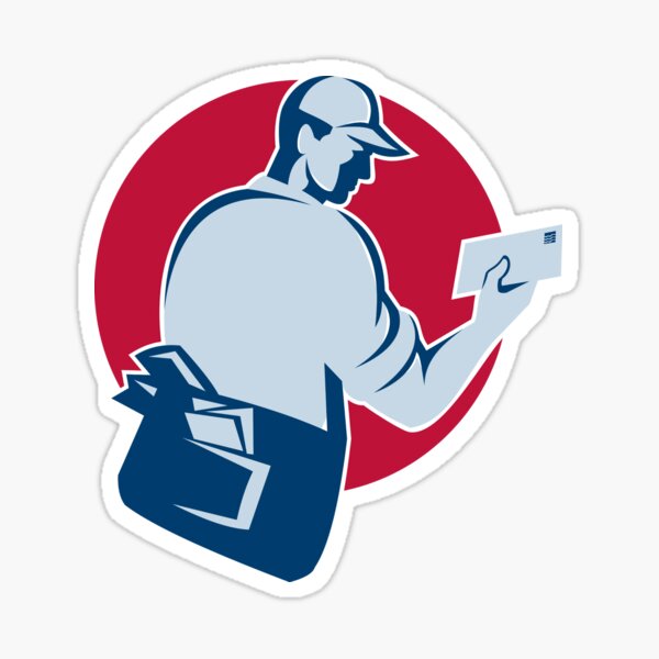 "mailman postman deliver mail envelope retro" Sticker for Sale by ...