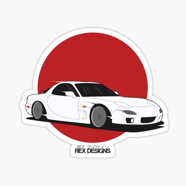 "Mazda RX7 (Rising Sun)" Sticker for Sale by RexDesigns | Redbubble