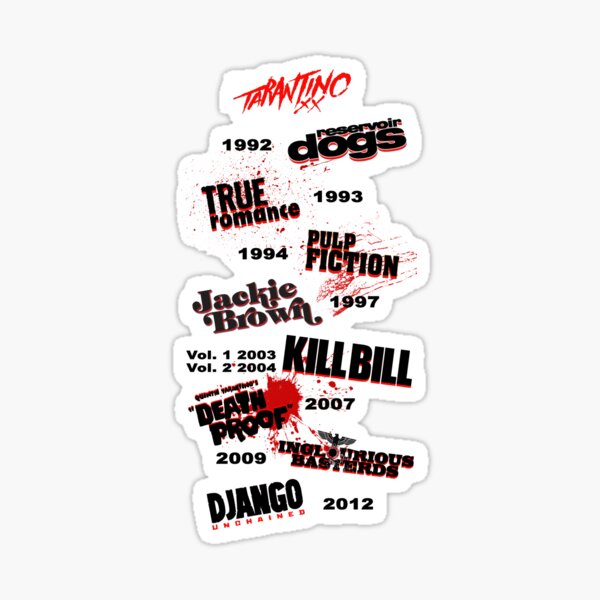 "Quentin Tarantino - Art Filmography" Sticker for Sale by FKstudios ...