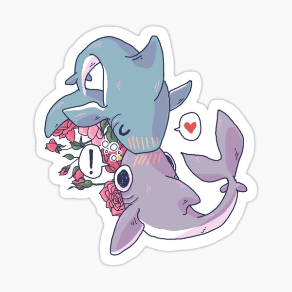 "Sharky Smooches" Sticker for Sale by ohcararara | Redbubble