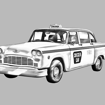 "Checkered Taxi Cab Illustrastion" Sticker for Sale by KWJphotoart ...